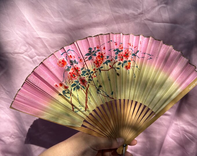 VGT FLOWER JAPAN Fan,vintage Japan Folding Fan,vintage Rose Japan Fan ...