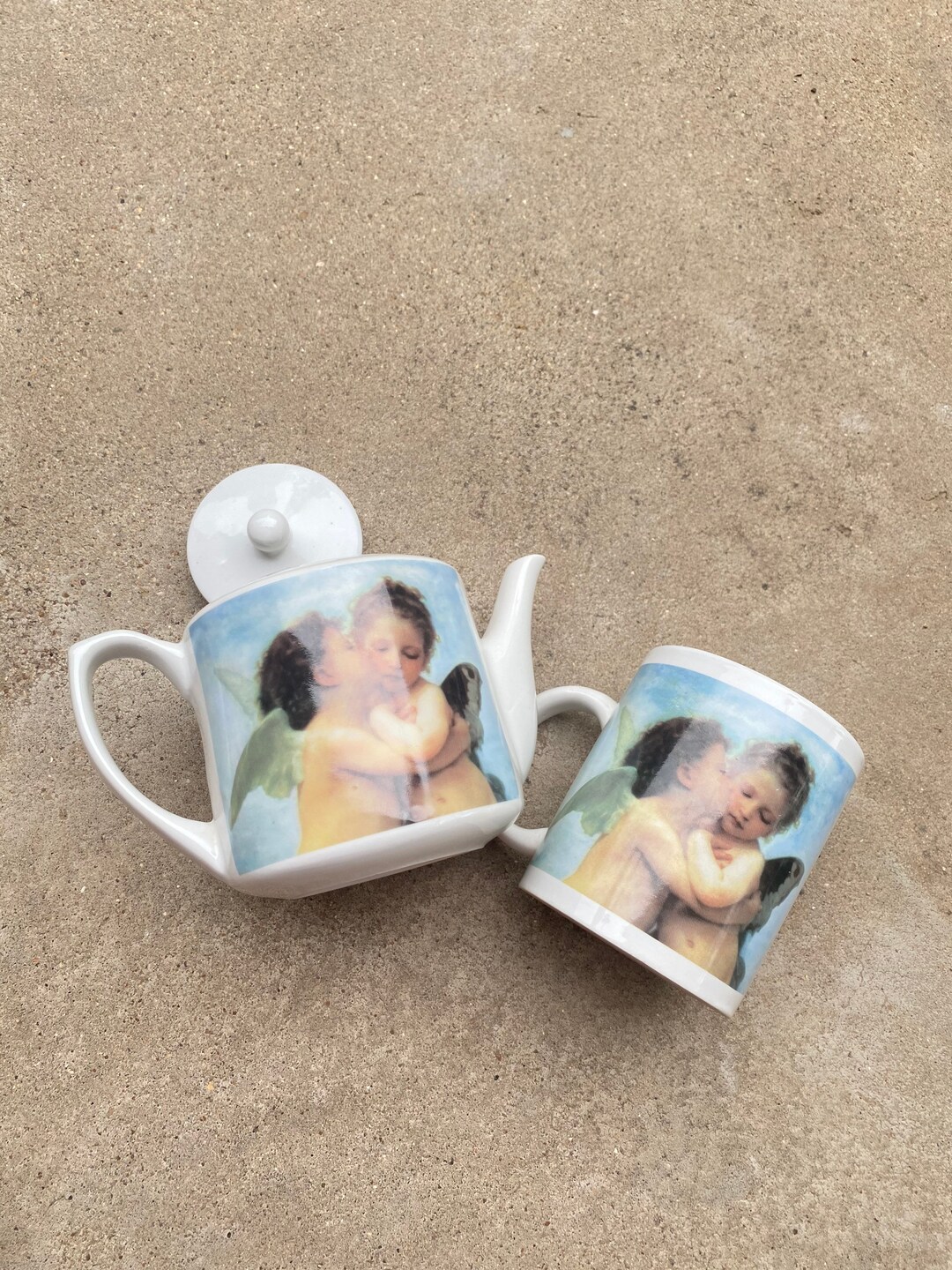 VINTAGE ANGEL Teapot,vintage Teapot and Cup Set,vintage Style Teapot ...