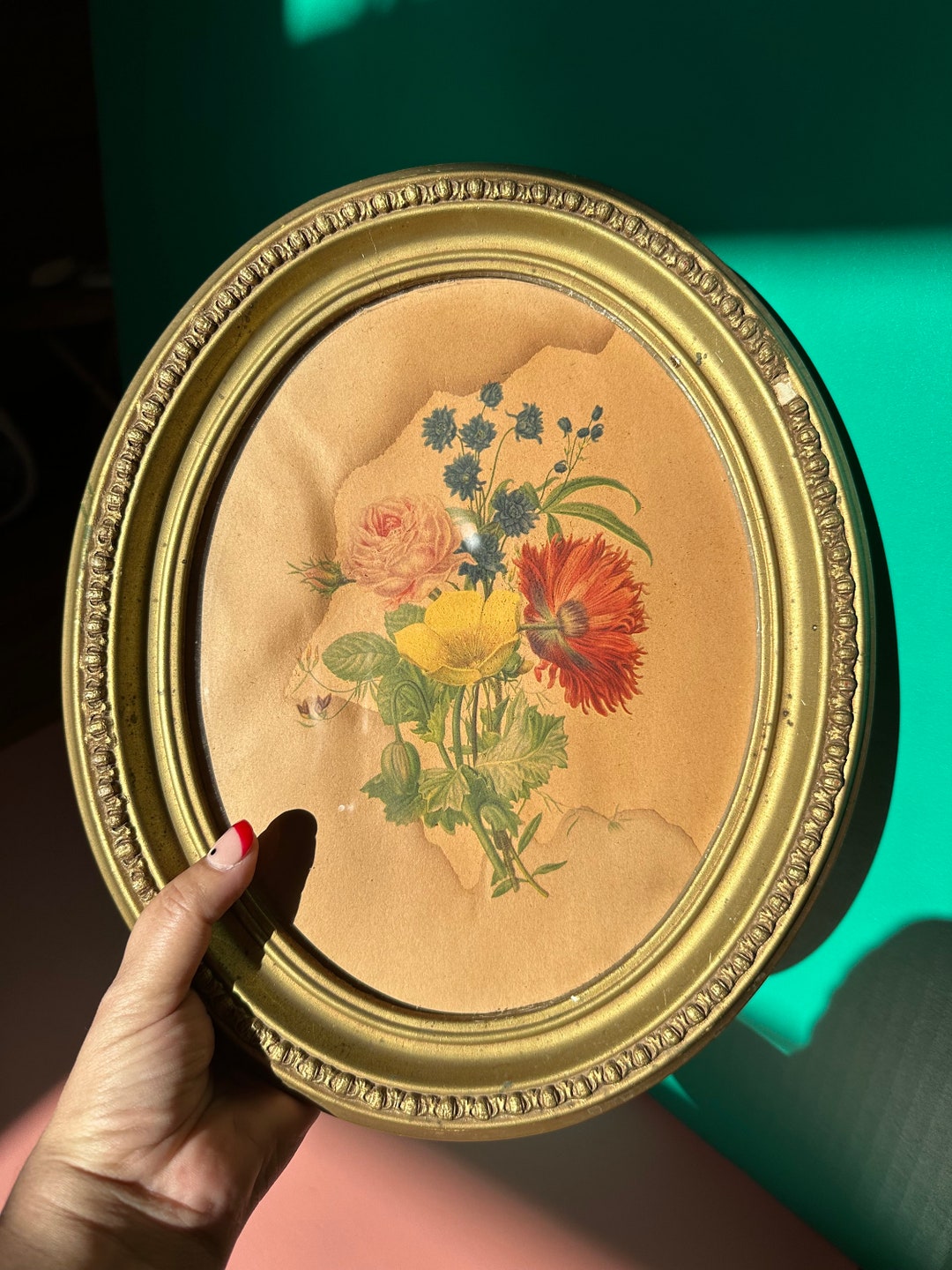 VINTAGE FLOWER PRINT Frame,vintage Flower Illustration Picture Art ...