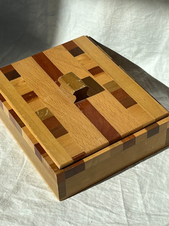 VINTAGE MARQUETRY BOX,vintage wood box,vintage wood i… - Gem