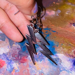 ROCKER LIGHTNING Earrings,lightning Earrings,goth Earrings,lightning ...