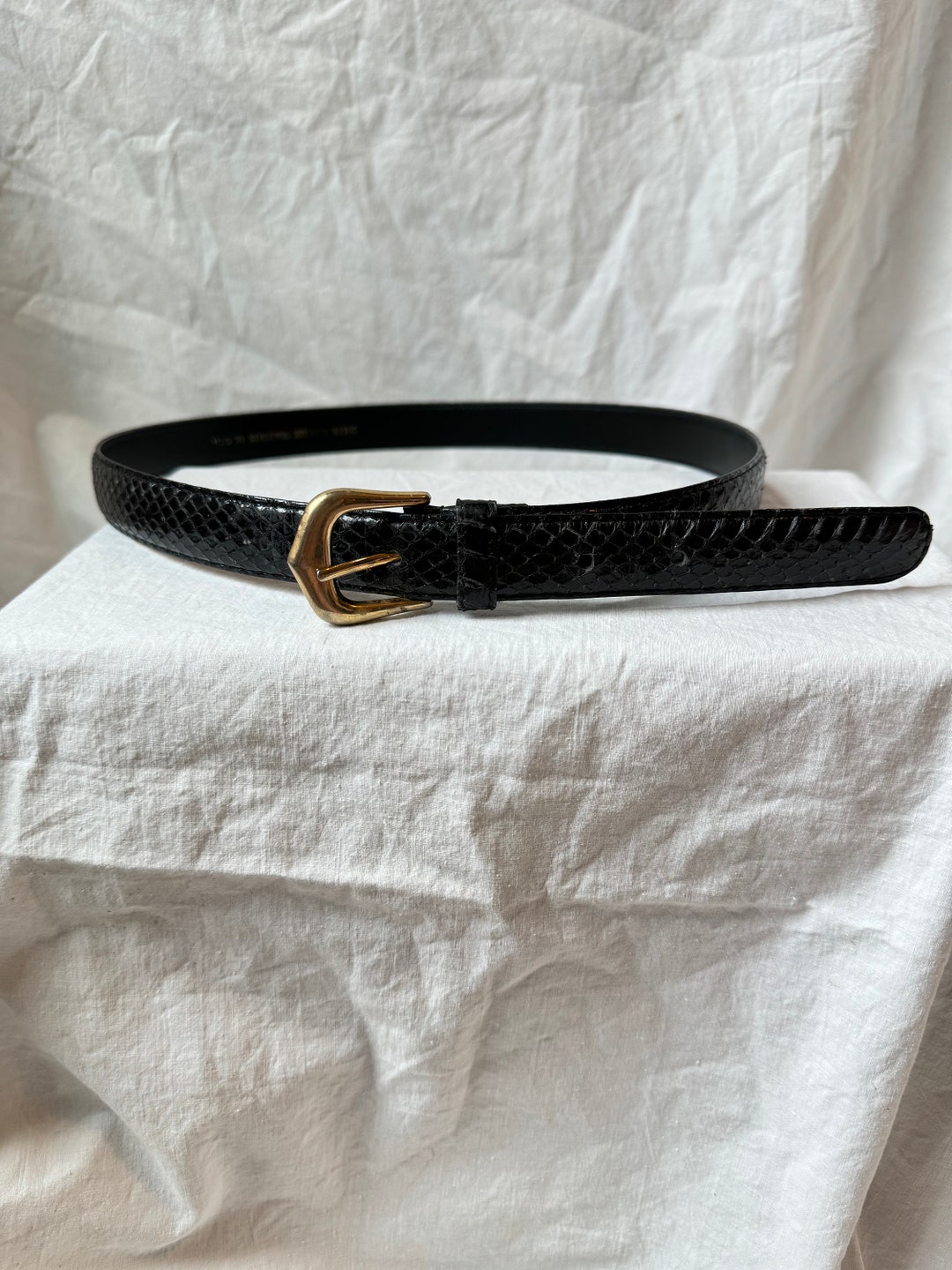 VINTAGE SNAKE SKIN Belt,vintage Snake Belt,vintage Black Snake Skin ...