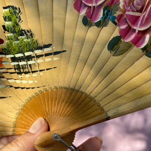 VGT ROSE JAPAN Fan,vintage Japan Folding Fan,vintage Rose Japan Fan Art ...