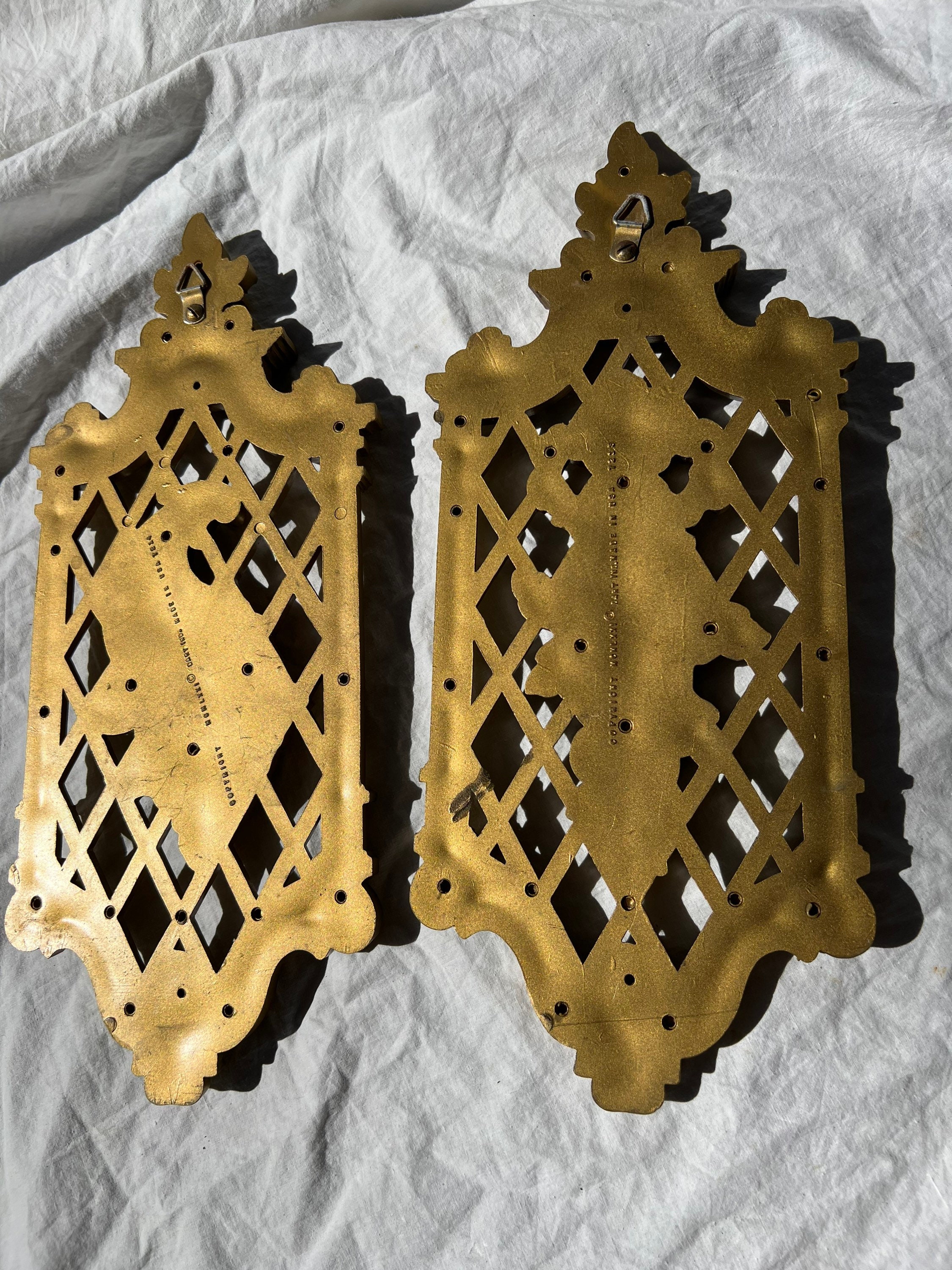 VINTAGE GILT WALL Plaques,vintage Gold Cornucopia Plaques,vintage Gold ...