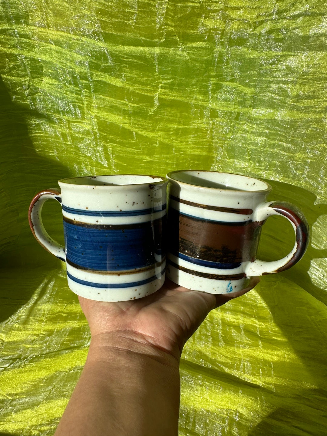 VINTAGE STONEWARE Cups,vintage Japan Speckled Cups,vintage Stoneware ...