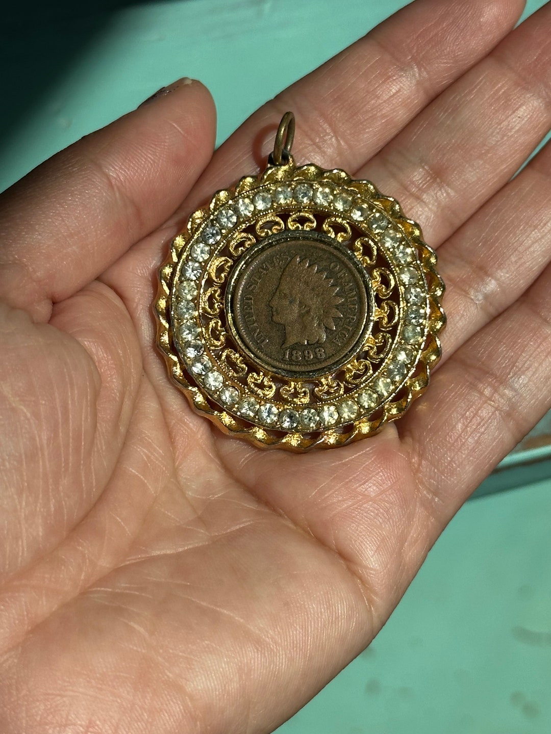 1898 PENNY INDIAN HEAD Pendant,indian Head Penny Pendant,vintage Indian ...