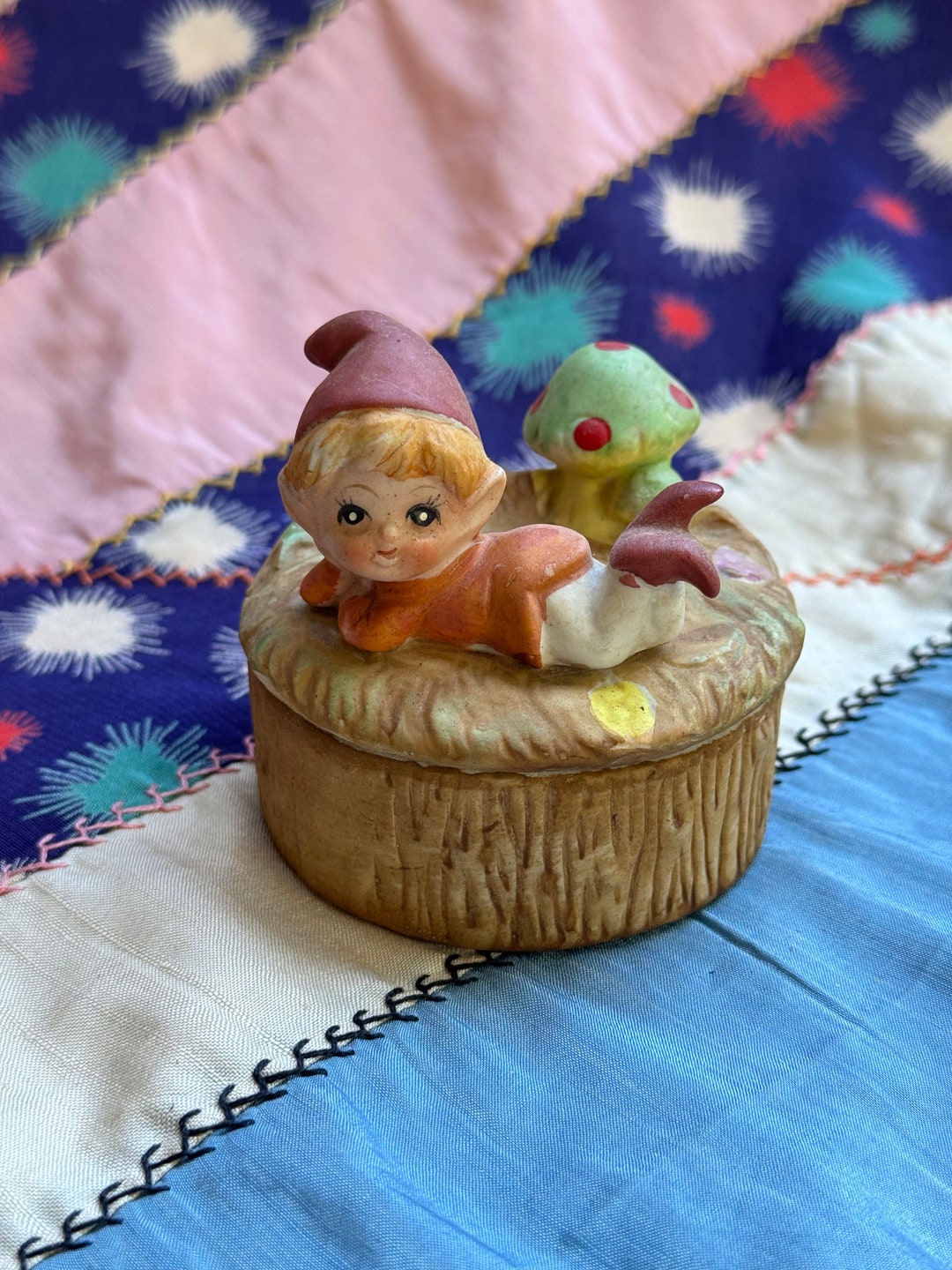 VINTAGE ELF MUSHROOM Jewelry Box,vintage Elf Box,vintage Pixie Box ...