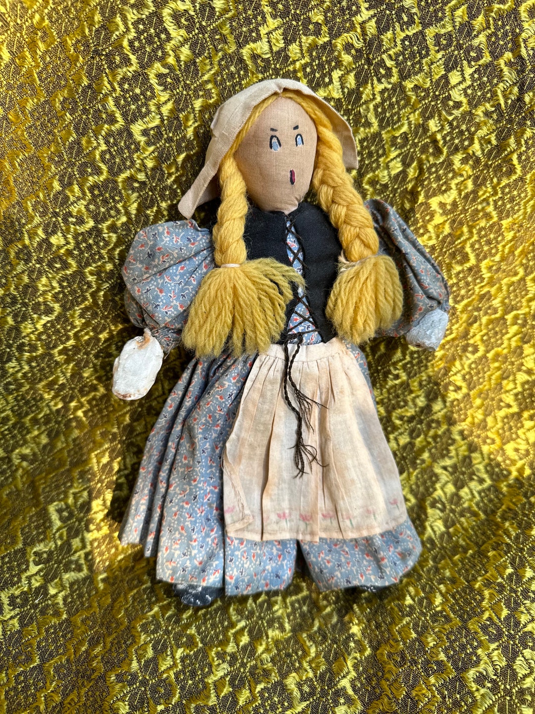 VINTAGE RAG FOLK Doll,vintage Blonde Braid Doll,vintage Rag Cloth Doll ...