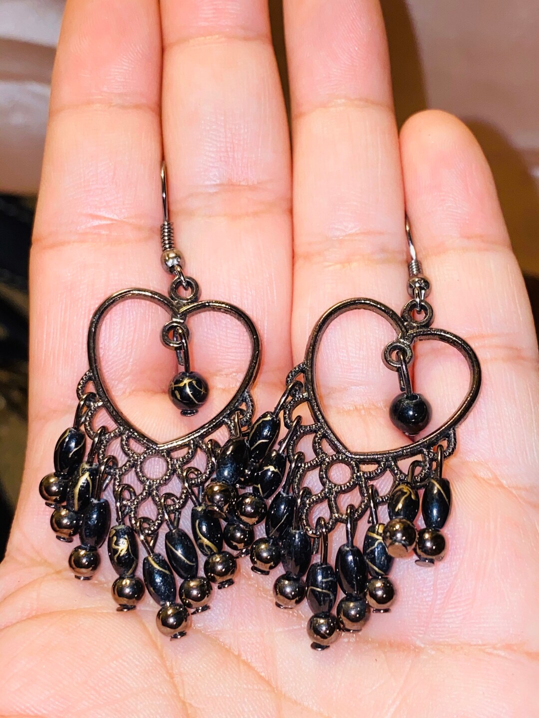 VINTAGE HEART DANGLE Pendientes, pendientes vintage heart drop ...