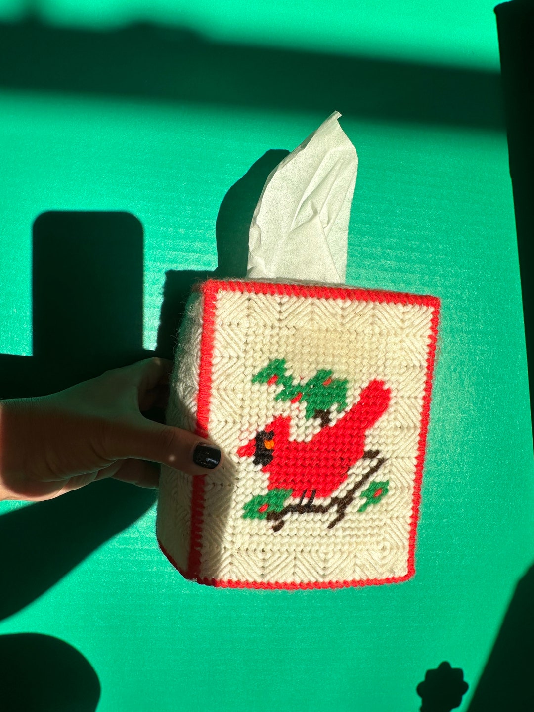 VINTAGE CARDINAL CROCHET Tissue Holder,vintage Cardinal Tissue Box ...