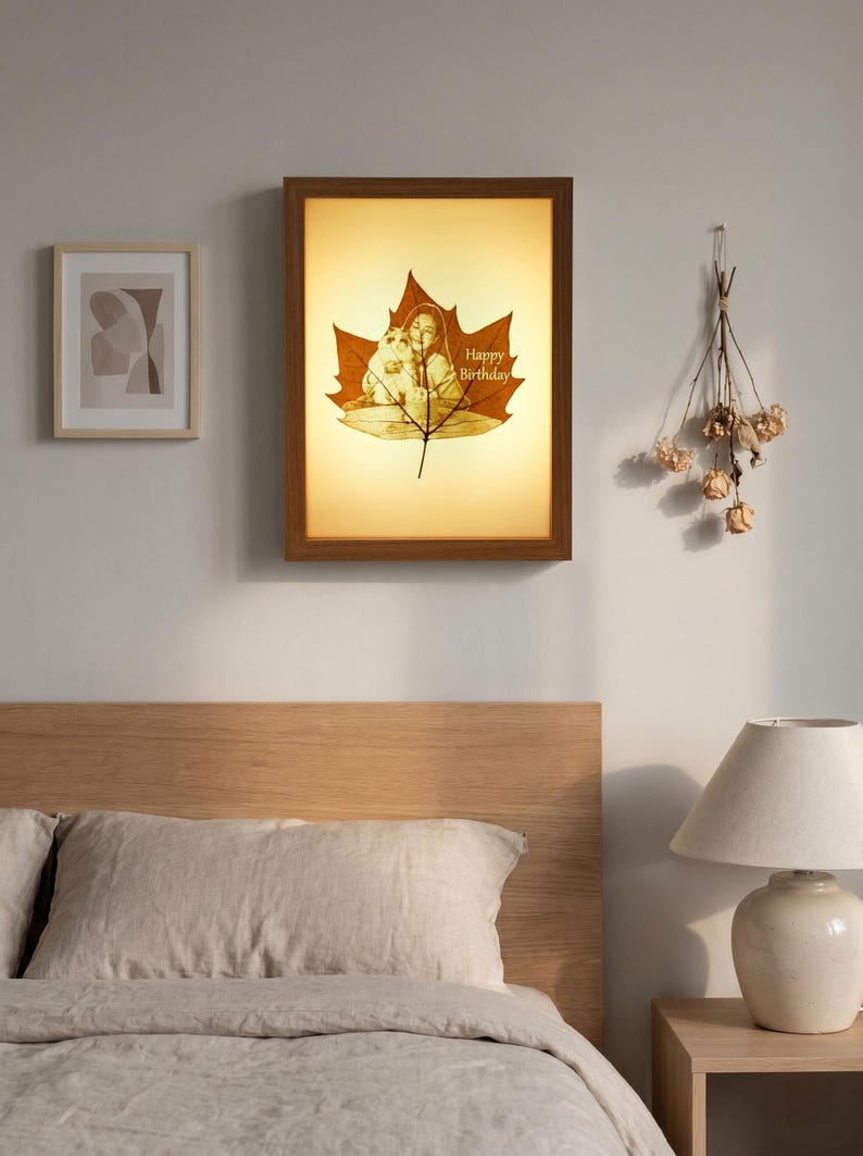 Custom Engraved Maple Leaf Photo Frame With LED Light, Personalized ...