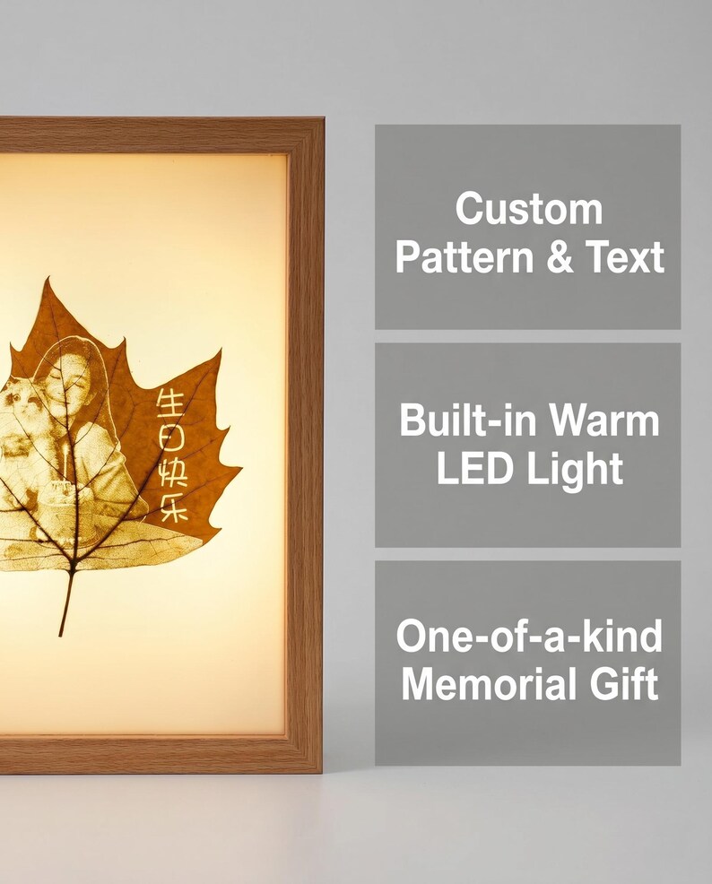 Custom Engraved Maple Leaf Photo Frame With LED Light, Personalized ...