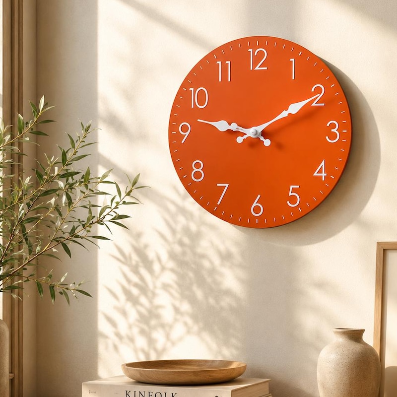 Silent Wall Clocks Orange - Etsy