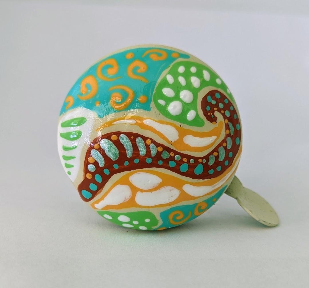 Painted Bike Bell, Bike Bell, Psychedelic Style Painting, Hippie Bike ...