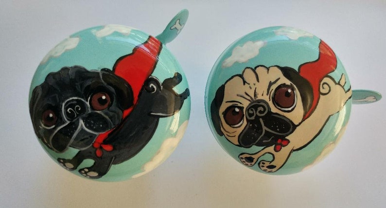 Dog Pug Art, Black Pug, Bicycle Bell, Flying Dog, Pug Dog, Bike ...