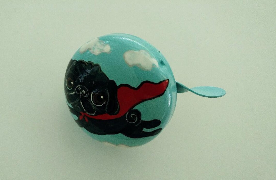 Dog Pug Art, Black Pug, Bicycle Bell, Flying Dog, Pug Dog, Bike ...