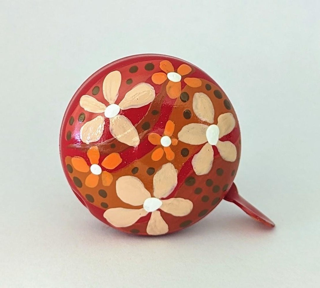 Painted Bike Bell, Bike Bell, Bicycle Bell, Earth Tones, Red Bike Bell ...