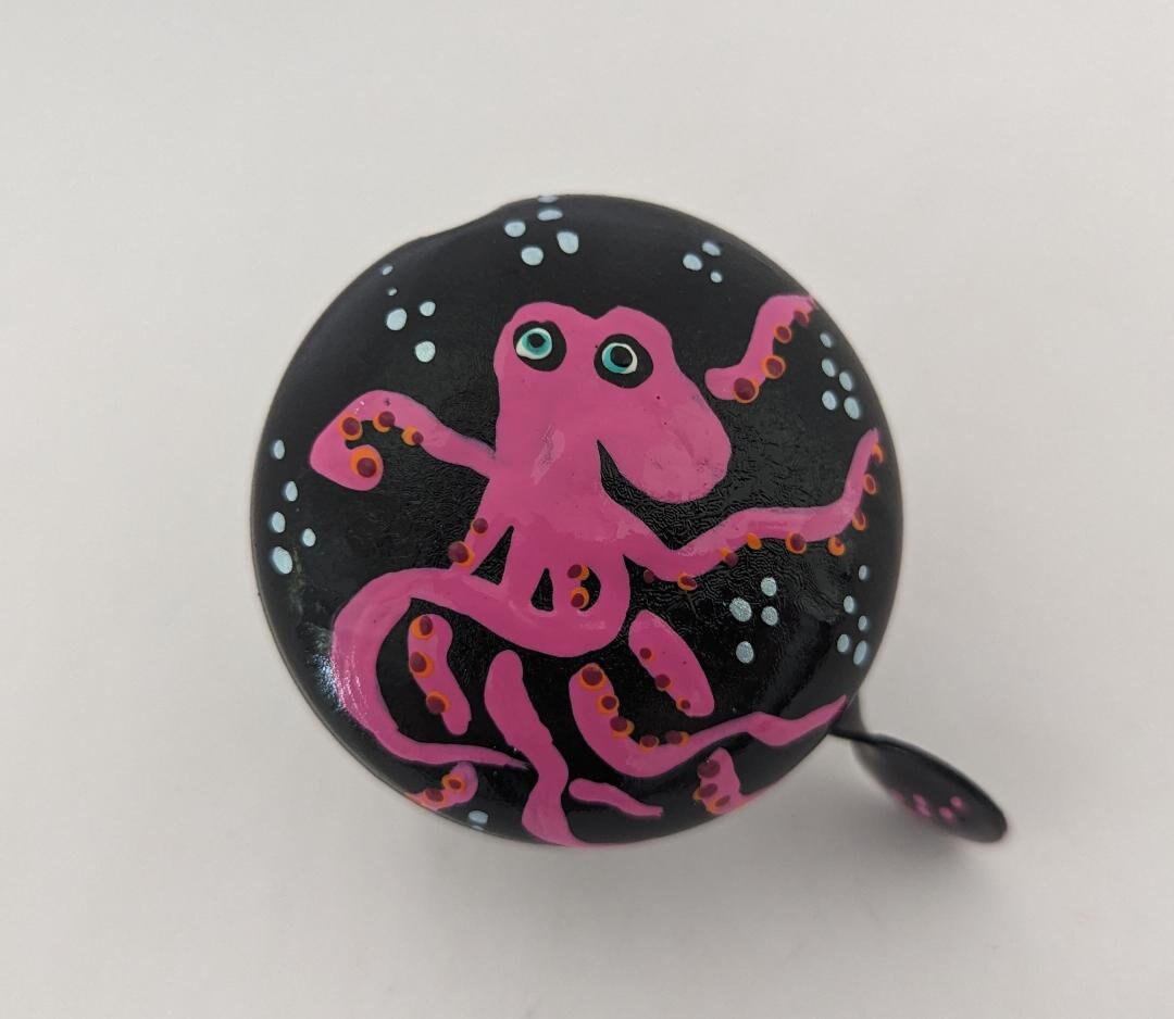 Octopus Bike Bell, Octopus Painting, Painted Bike Bell, Bicycle Bell ...