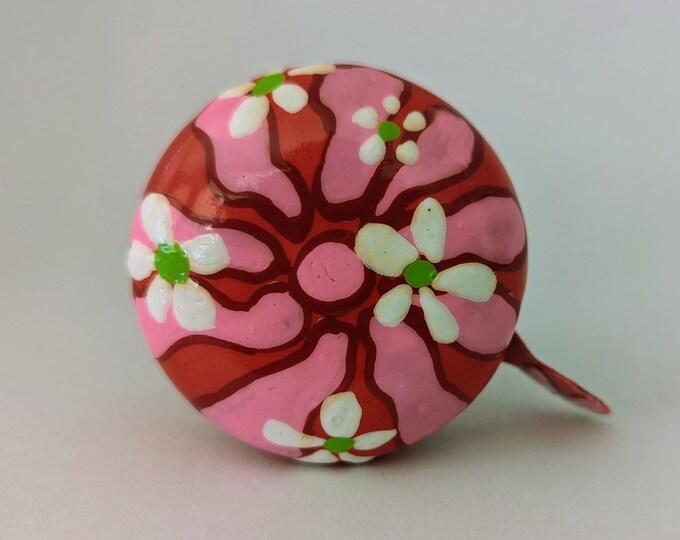 Psychedelic, Bike Bell, Painted Bike Bell, Hot Pink and Red, Flowers ...