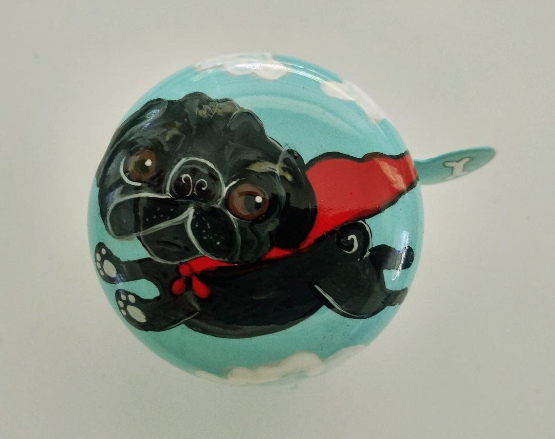 Dog Pug Art, Black Pug, Bicycle Bell, Flying Dog, Pug Dog, Bike ...
