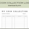 Coin Collection Log Inventory Sheet by Country of Origin Printable A4 ...