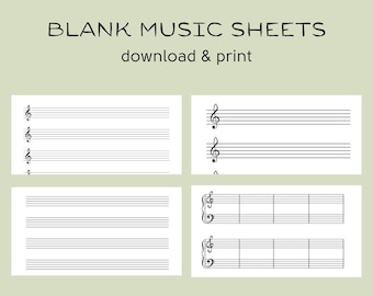Printable Staff Paper Blank Sheet Music Treble Clef/ Bass - Etsy