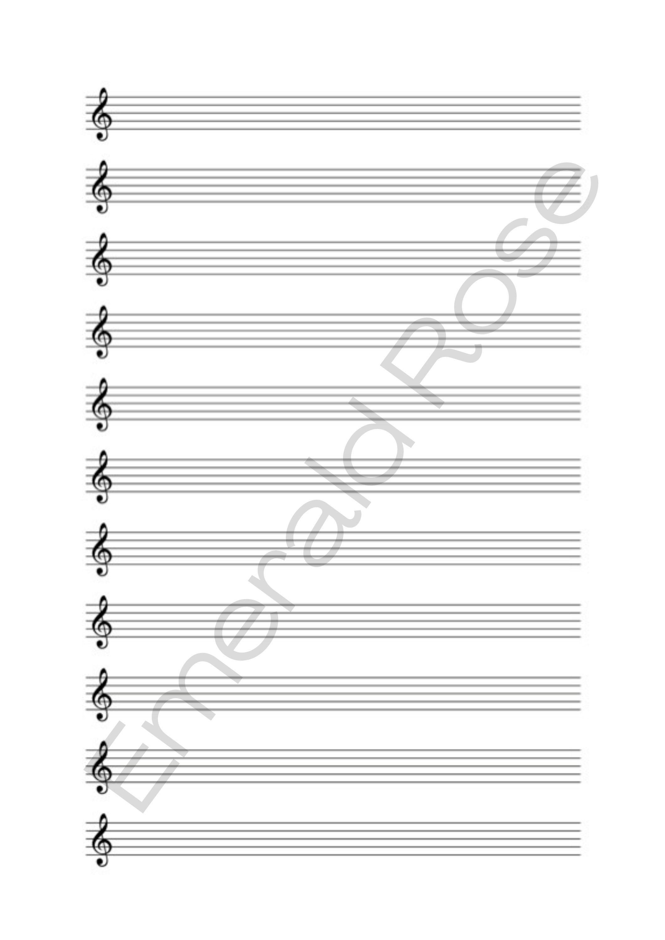 Blank Music Paper Treble and Bass Clef Piano Printable 4 Pages - Etsy