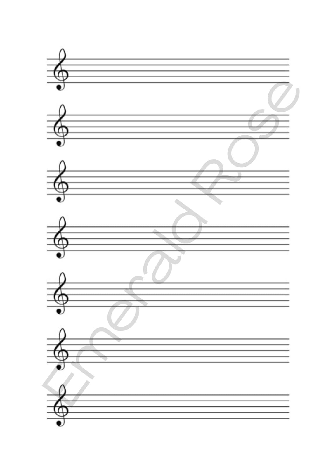 Blank Music Paper Treble and Bass Clef Piano Printable 4 Pages - Etsy