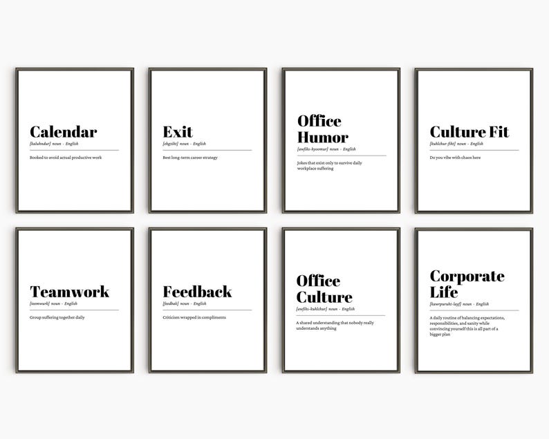 Sarcastic Office Quotes Bundle Funny Work Definition Prints Coworker ...