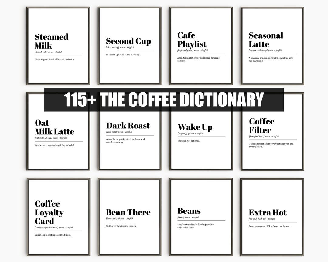Coffee Funny Definition Print Gift, Coffee Lover Wall Art Poster ...