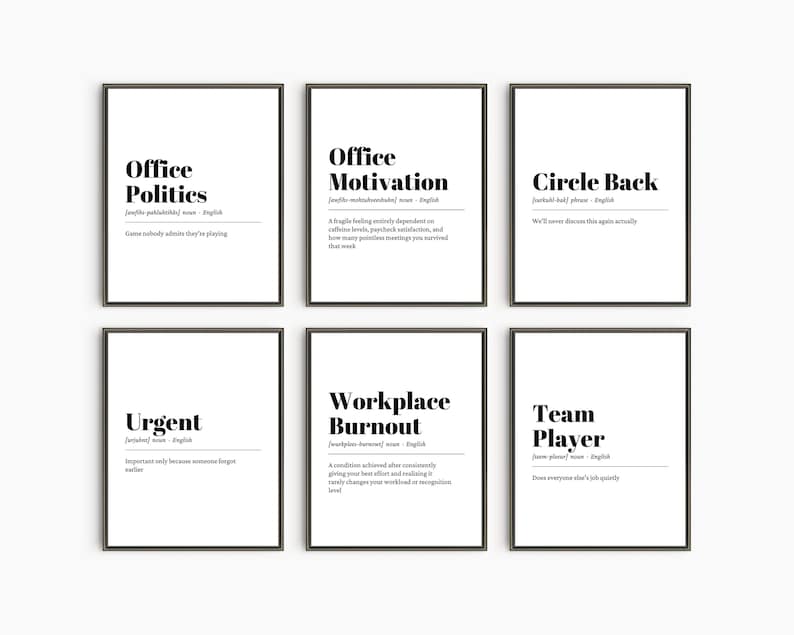 Sarcastic Office Quotes Bundle Funny Work Definition Prints Coworker ...