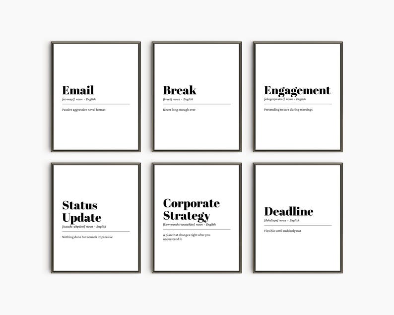 Sarcastic Office Quotes Bundle Funny Work Definition Prints Coworker ...