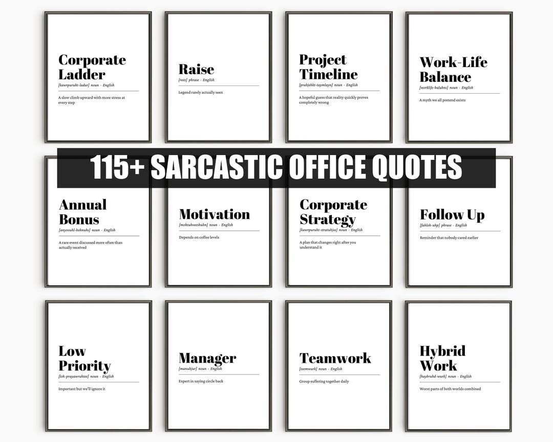 Sarcastic Office Quotes Bundle Funny Work Definition Prints Coworker ...