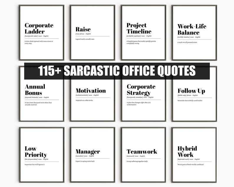 Sarcastic Office Quotes Bundle Funny Work Definition Prints Coworker ...