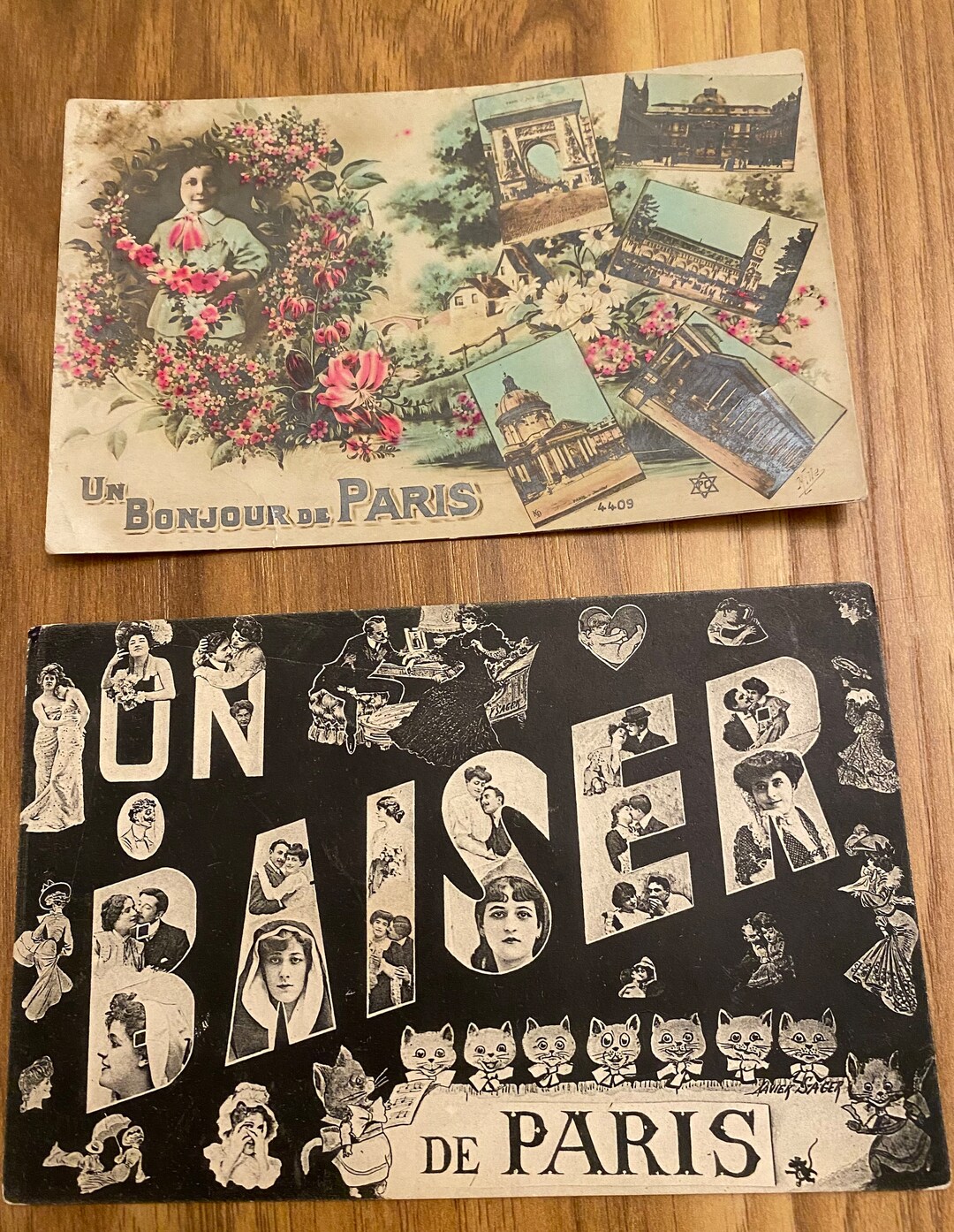 Paris, Art Deco, Kisses, French Vintage Postcards, Choose One - Etsy