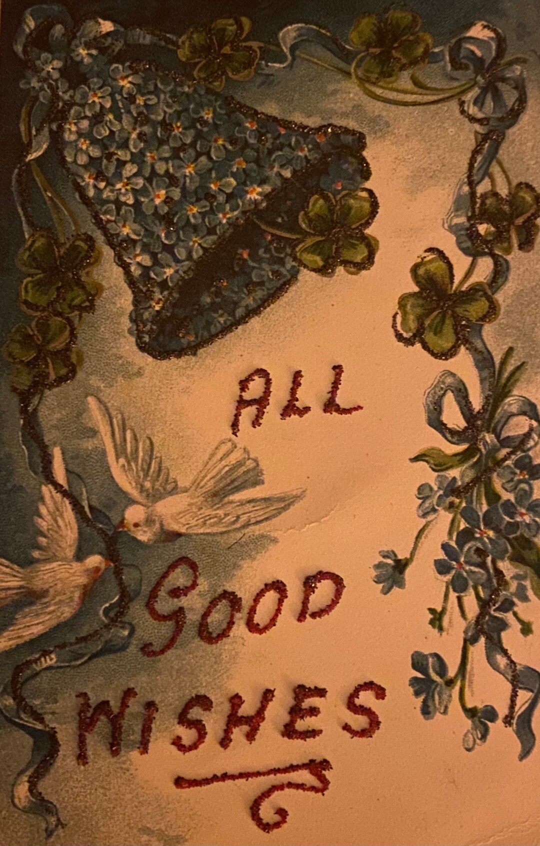 Victorian Forget Me Not Antique Postcard Blue Glitter Bell - Etsy