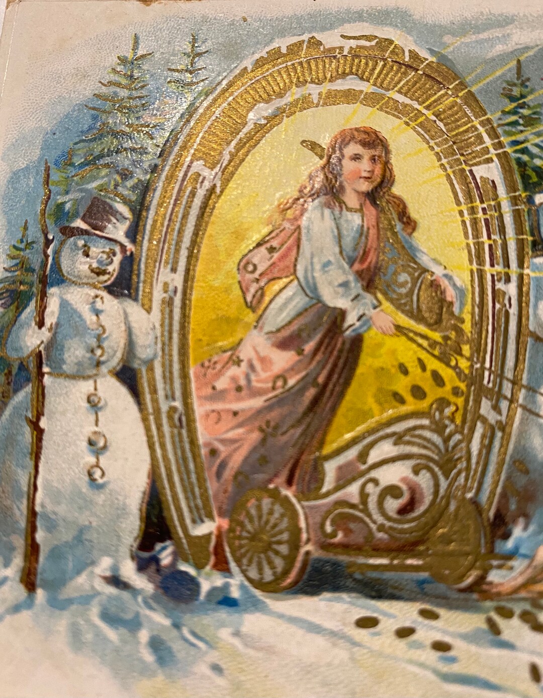 Antique Snowman Postcard, Saint Sleigh Pig Postcard, Merry Christmas ...
