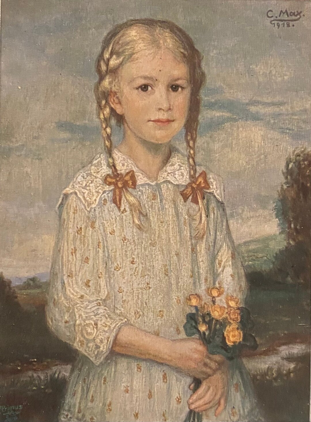 Pretty Little Girl Postcard, Am Bach by Artist Corneille Max (1845 ...