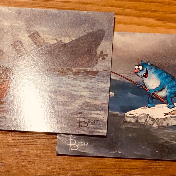 Blue Cat Postcards - Etsy