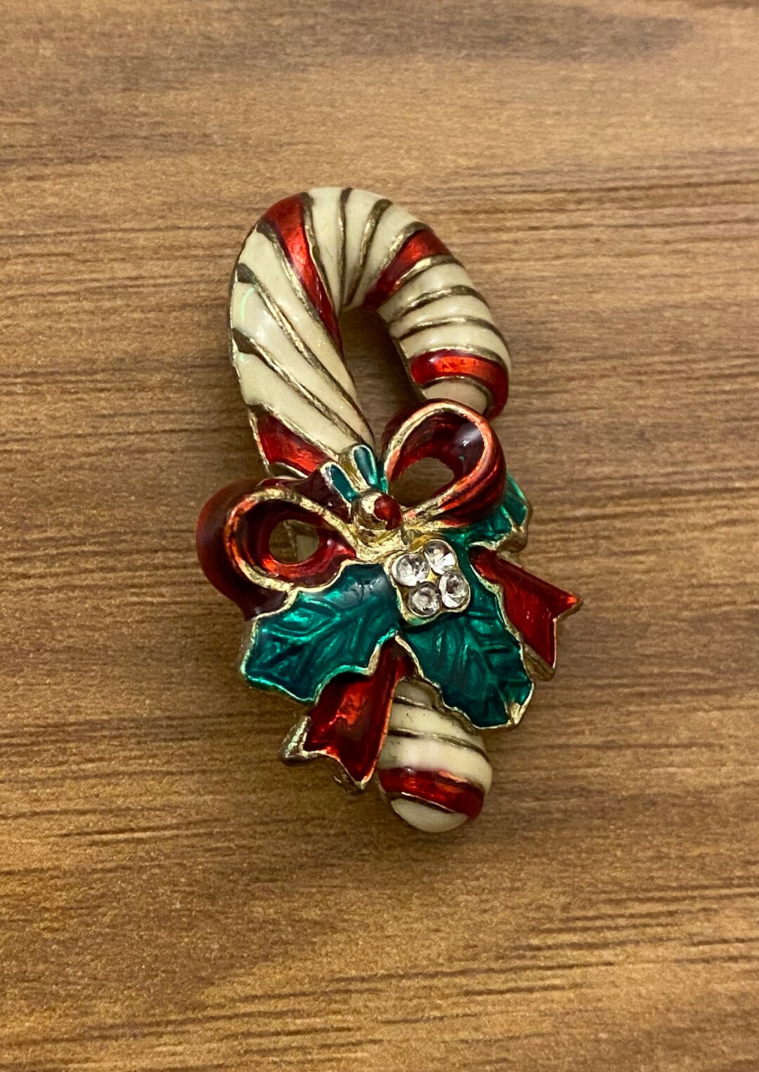 Candy Cane Enamel Christmas Brooch Vintage Jewellery - Etsy