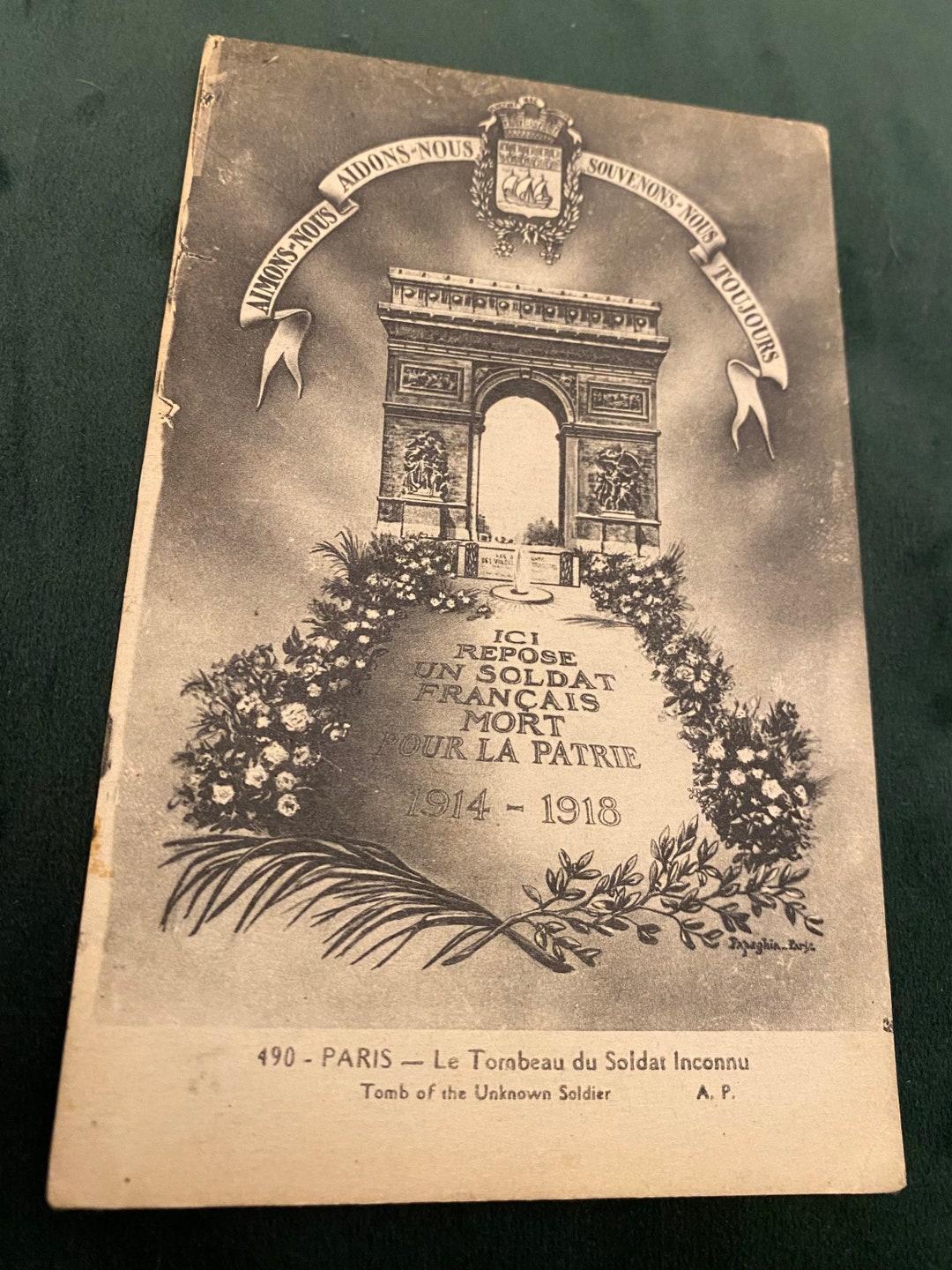 Tomb of the Unknown Soldier, Paris Arch De Triomphe 1920s Antique ...