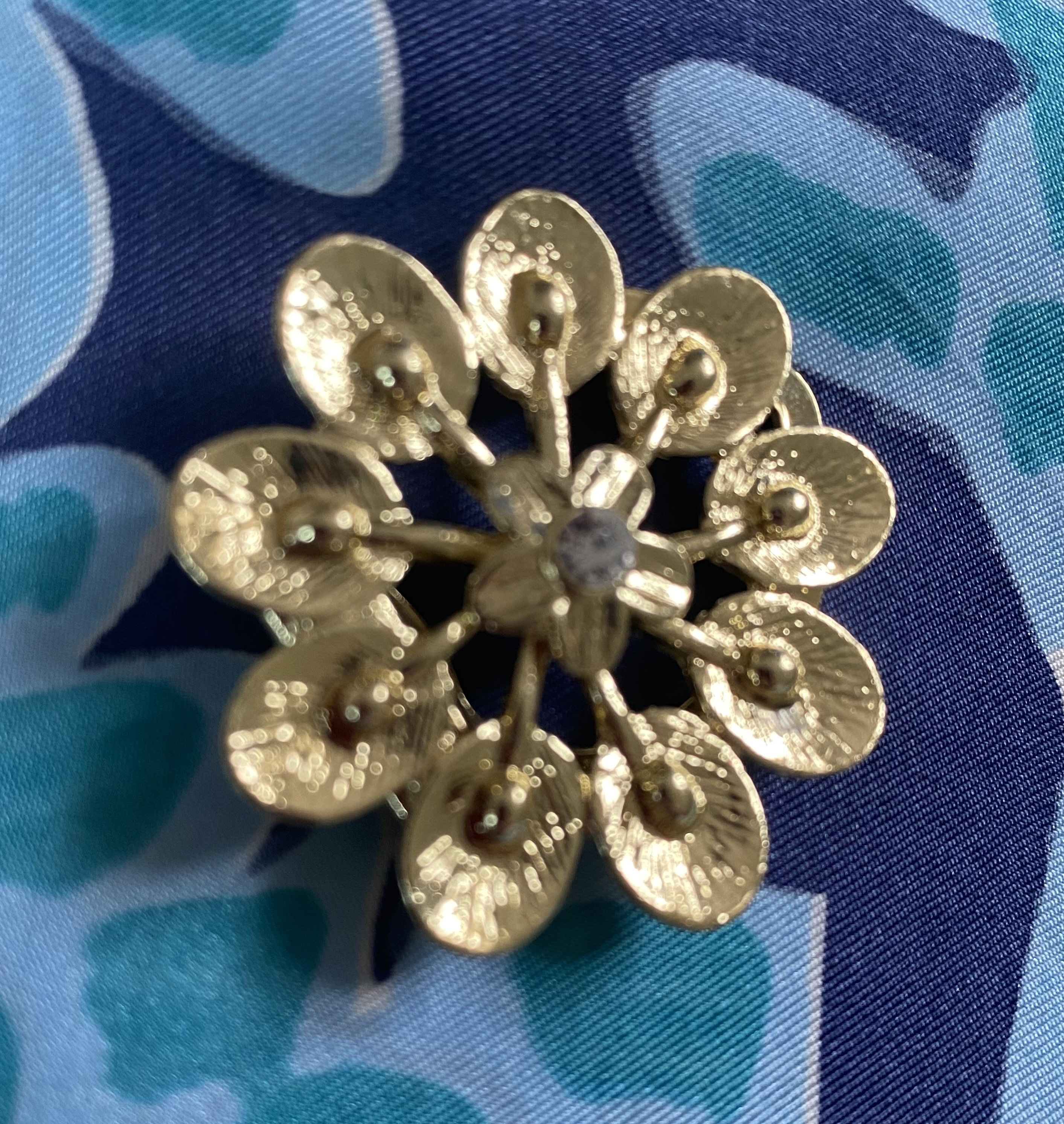 Art Nouveau Style Scarf Clip, Glass Centre, 1960s Flower Scarf Clip - Etsy
