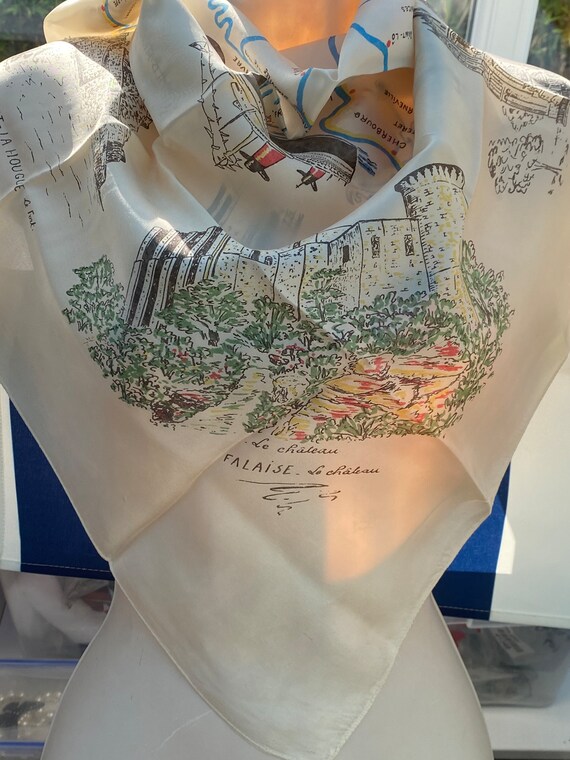 Normandy Map Scarf, 29” Square // Map, Landmarks and … - Gem