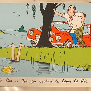 Lady in the Pond Postcard, French Humour René Caillé Artist Illustrated ...