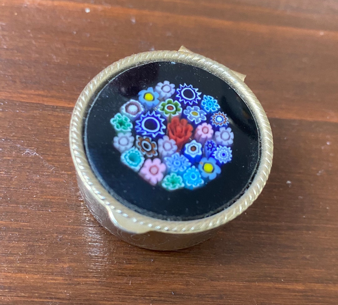 French Enamelled Trinket Box, Cloisonné, Blue Stylised Flowers, Vintage ...