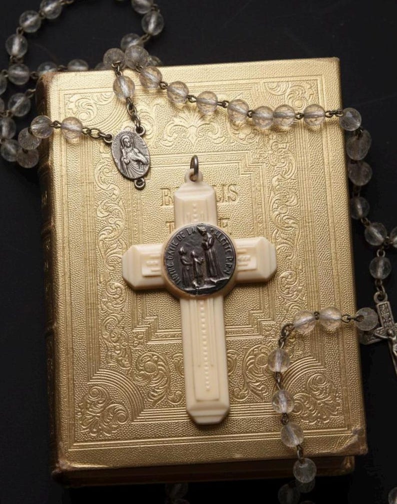 Art Deco French Bakelite Carved Cross, Religious Gift - Etsy