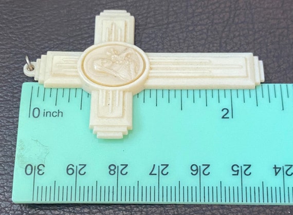 Art Deco French Bakelite Carved Cross, Religious Gift - Gem