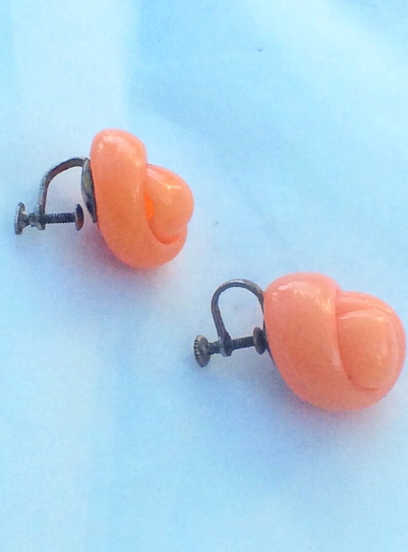 Celluloid Earrings, Coral Peach, 1930s Art Deco Vintage Jewelry - Etsy