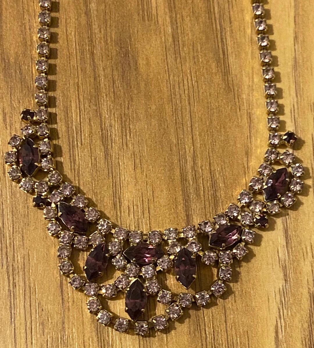 Amethyst Glass Festoon Necklace, Evening Wear, 1960s Vintage Jewelry - Etsy