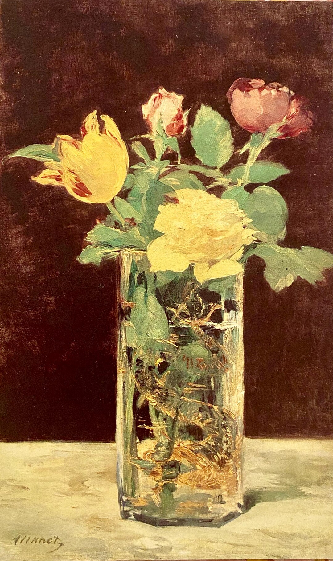 Roses and Tulips (1883) by Édouard Manet, Art Postcard Print 1991 ...